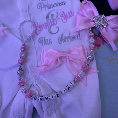 Big Bows Romany Triple Clip Hanging Pram Charm Shamballa Crystal Pearl ...