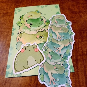 Frog Stack Bookmark Frog Art Cute Bookmark Laminated - Etsy
