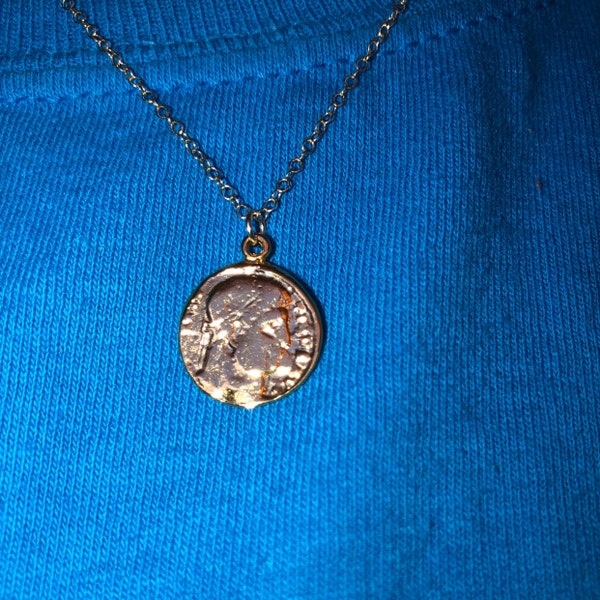 Greek Coin Charm Pendant- Vermeil Gold 22k Gold Plated Over 925 ...