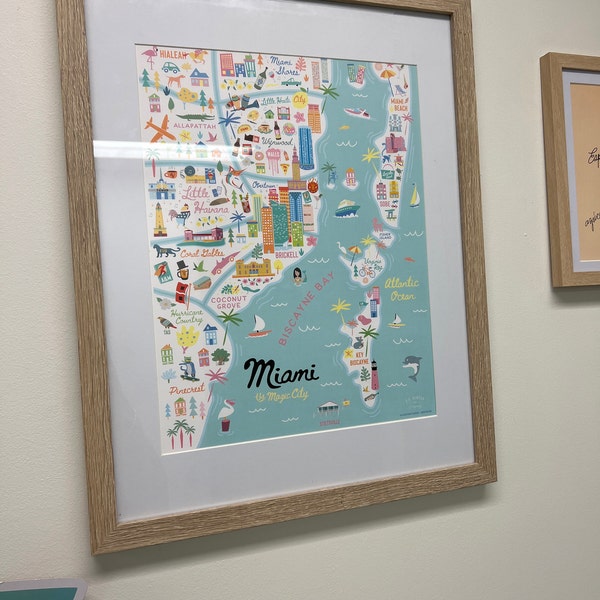 MIAMI FL Map Art Wall Decor | City Map Miami Florida | Art Print Poster ...