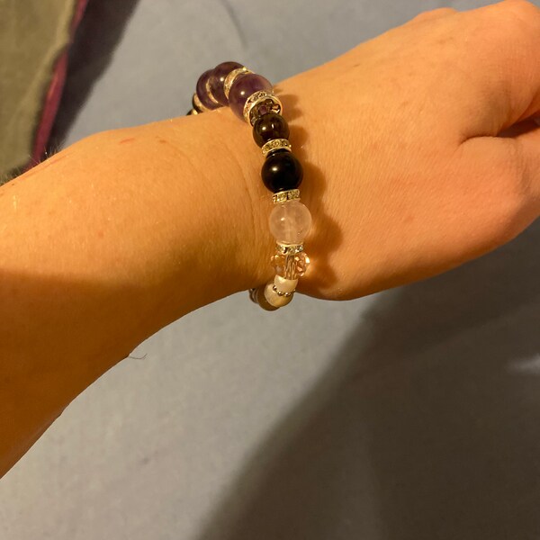 Healing Crystals Bracelet, PCOS, Amethyst, Fluorite, Moonstone for ...