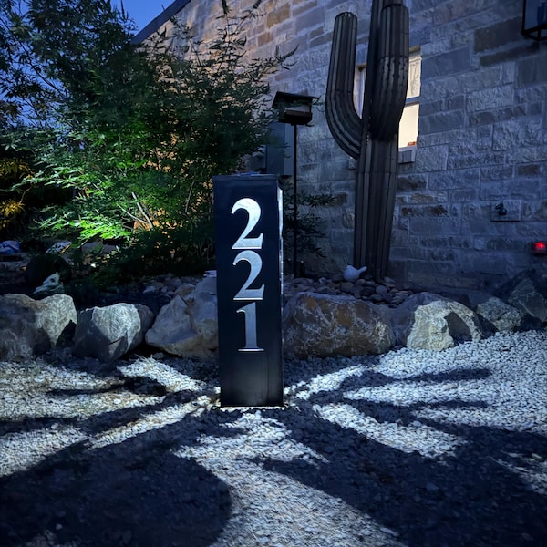 Tree Address Column, Address Sign, Lighted Garden Pillar - Etsy