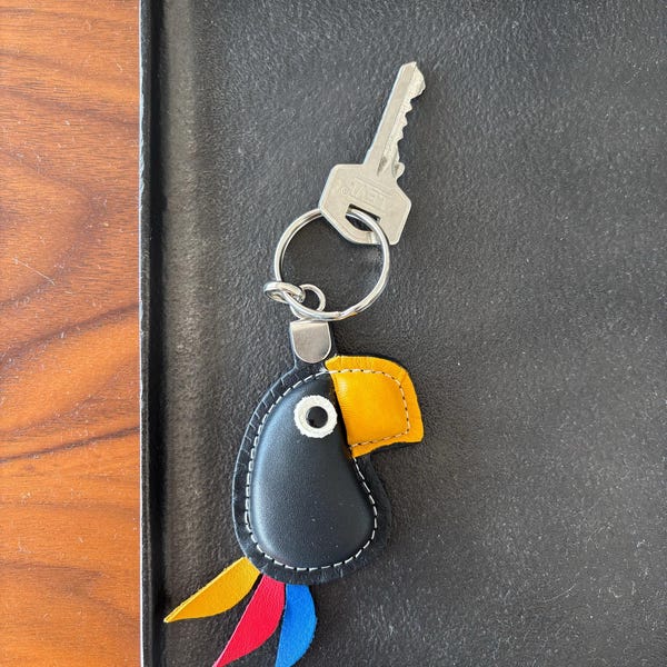 Franartpiel - Handmade Leather Parrot Keychain in Ubrique Leather ...