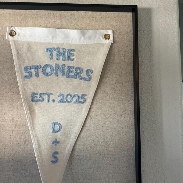 Hand Embroidered Pennant Flag Custom Unique City Name Pennant Flag ...