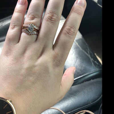 Rose Gold Plated Over Sterling Silver Round CZ Half Eternity Engagement ...