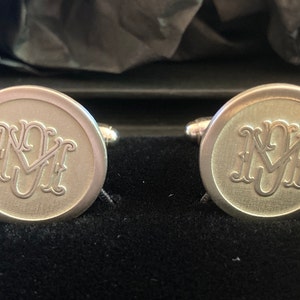 Silver Personalised Monogram Cufflinks, Engraved Cufflinks, Custom ...