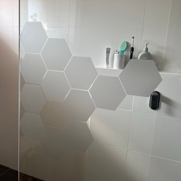 Honeycomb Frosted Window Film, Hexagon Window Decal, Geometric Etched ...