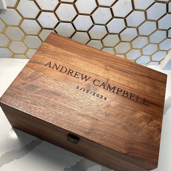 Baby Memory Box, Baby Keepsake Box, Walnut Personalized Keepsake Box ...