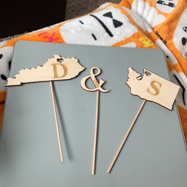 Rustic Wooden States Country Wedding Cake Topper - Wooden Cake Topper ...