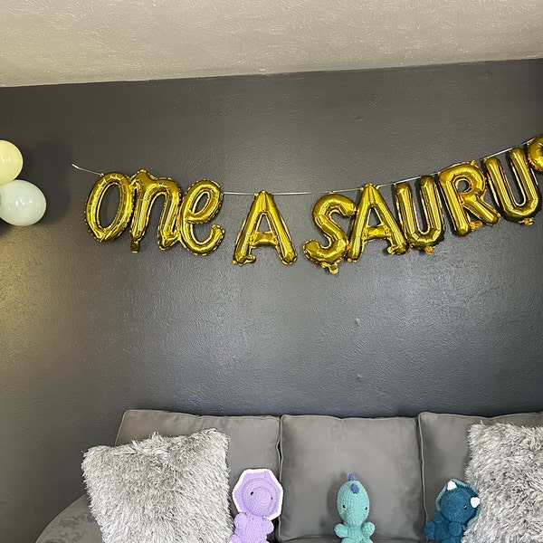 Oneasaurus Balloon Banner Dinosaur 1st Birthday Dino Decor Dinosaur ...