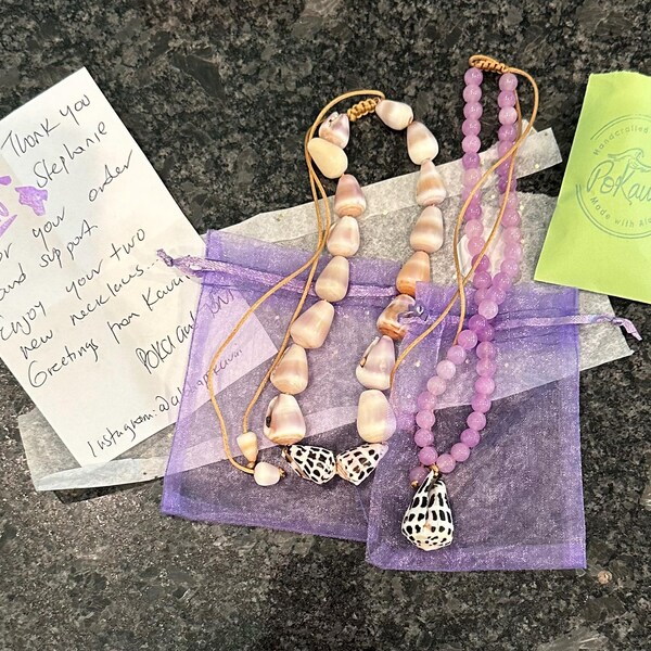 Hawaiian Genuine Hebrew Cone Shell and Jade Gemstone Adjustable ...