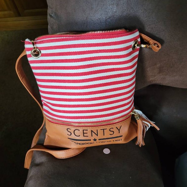 Authorized Scentsy Vendor Crossbody Striped Brown Leather Tassle ...