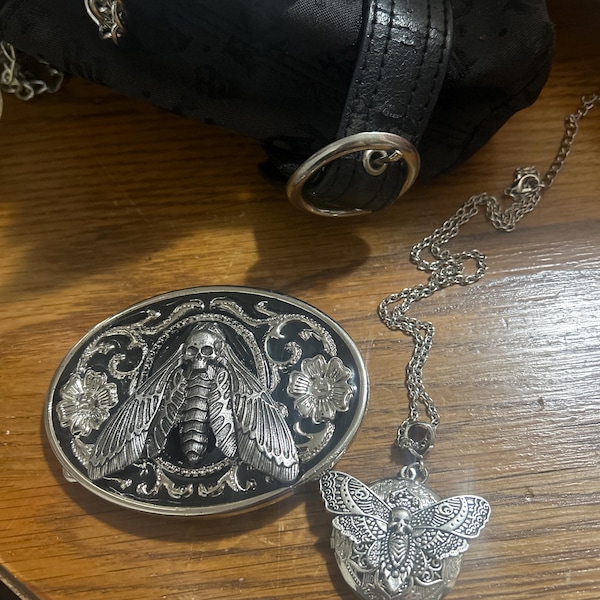 Large Dead Head Moth Belt Buckle - Metal Insect Death Goth Punk Retro ...