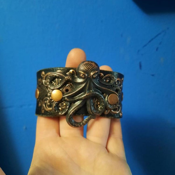 Bling Four Leaf Clover Leather Cuff Bracelet Repurposed Belt Cuff Irish Celtic Leather Shamrock ...