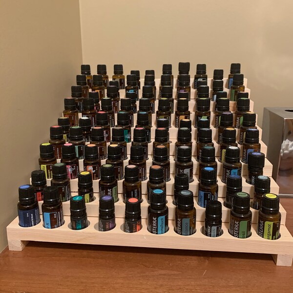 Wooden Display Rack for Fragrance or Essential Oils - 10 Row Bottle ...