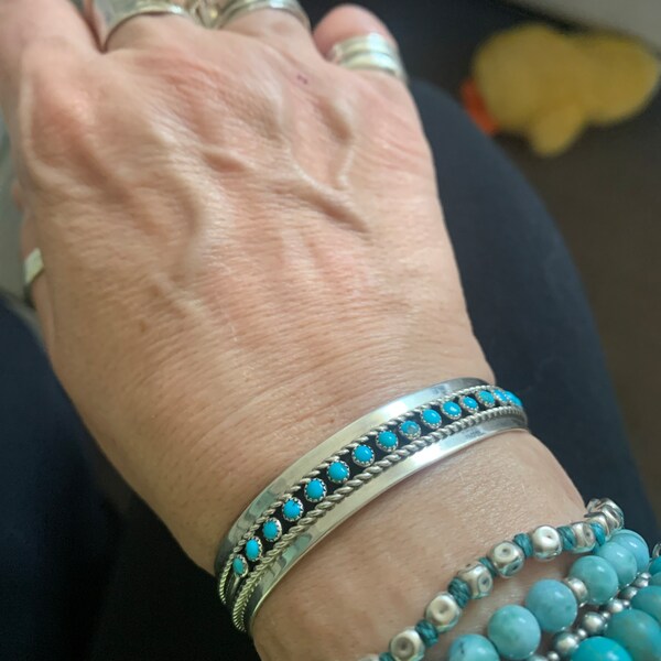 Vintage Native American Zuni Turquoise Cross Pendant - Sterling Silver ...