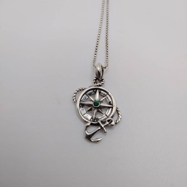 Sterling Silver Anchor Wrapped Compass Charm - 25mm X 15mm Nautical ...