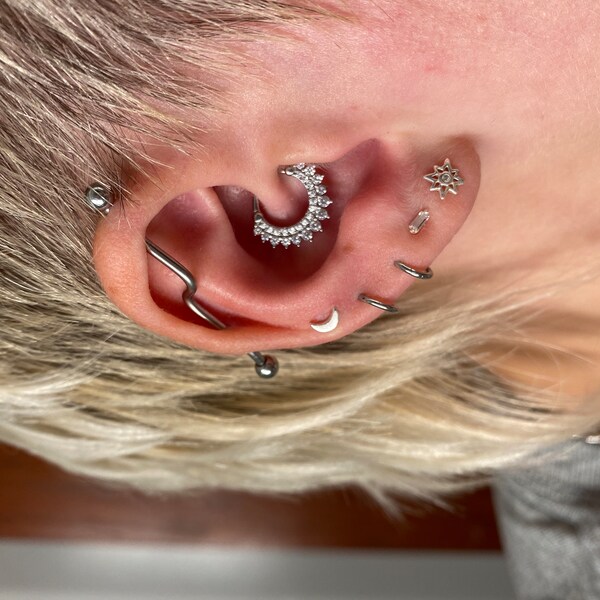 Industrial Barbell Waved Industrial Piercing - 16G 1 1/4" - 14G 1 1/4 ...