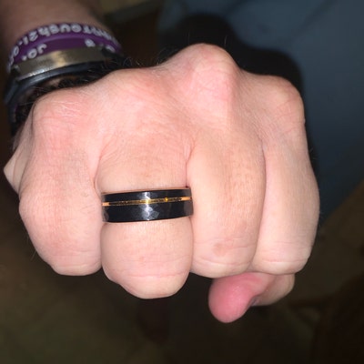 Custom Engrave Man Ring Hammer Man Ring Black & Gold Mens - Etsy