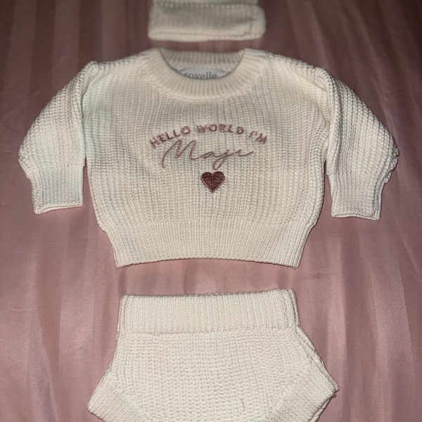 Personalised Hello World Baby Outfit Embroidered Newborn Baby Gifts ...