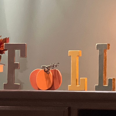 Fall Wood Letter Set With 2 Layer Pumpkin, Seasonal Home Decor for Fall ...