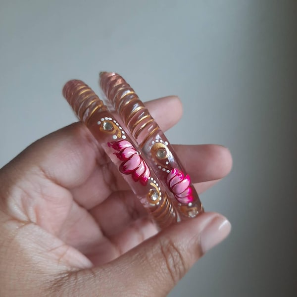 Designer Glass Bangles |4 Bangles per Set|crystal Work| Handcrafted ...