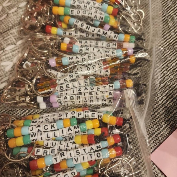 Personalized Name Keychains, Personalized Beaded Keychains, End of Year ...