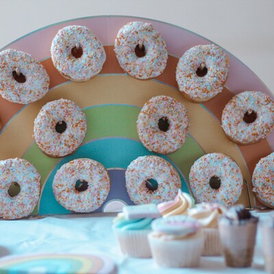 Rainbow Donut Wall, Pastel Donut Wall, Birthday Donut Cake Stand, Girls ...