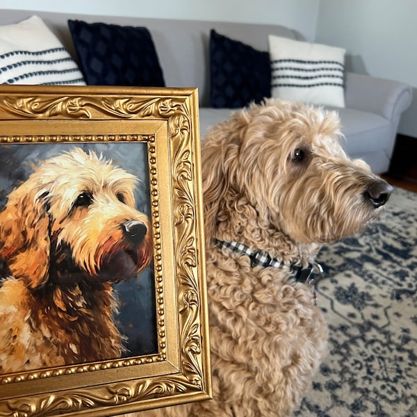 Goldendoodle Portrait Art Print, Goldendoodle Fine Art Painting, Giclee ...