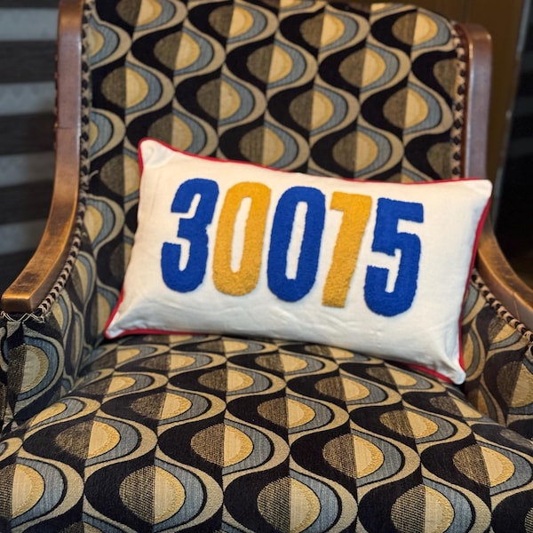 Zip Code Pillow, Housewarming Gift, Punch Needle Custom Pillow ...