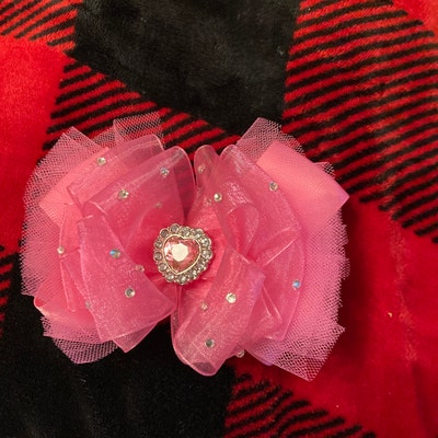 Glitzy Shocking Pink Hair Bow Pageant Shocking Hot Pink Hair - Etsy