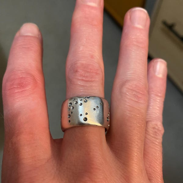 Organic Shaped Silver Band Bulky Ring - Etsy