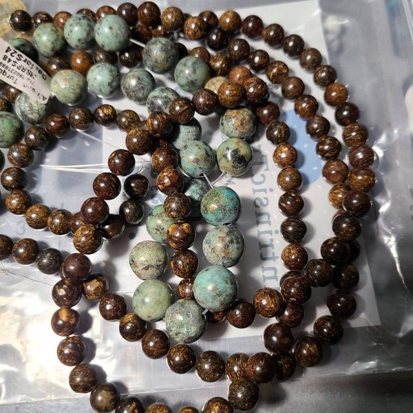 Matte Natural African Turquoise 4mm 6mm 8mm 10mm 12mm Round Beads 15.5 ...