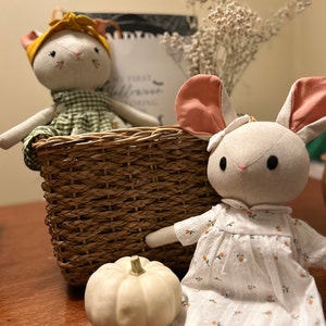 Big Size Fabric Linen Mouse Doll With Rose Dress, Plushies Heirloom ...