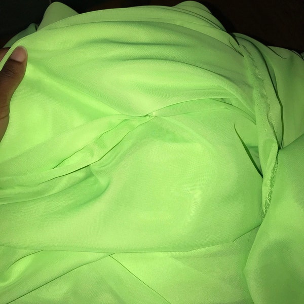 Neon Green Chiffon Fabric Polyester All Solid Colors Sheer 58'' Wide by ...
