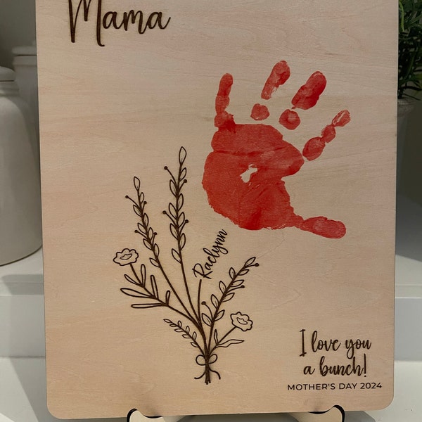 Handprint Flower Bouquet Sign, DIY Handprint Sign, Personalized Gift ...