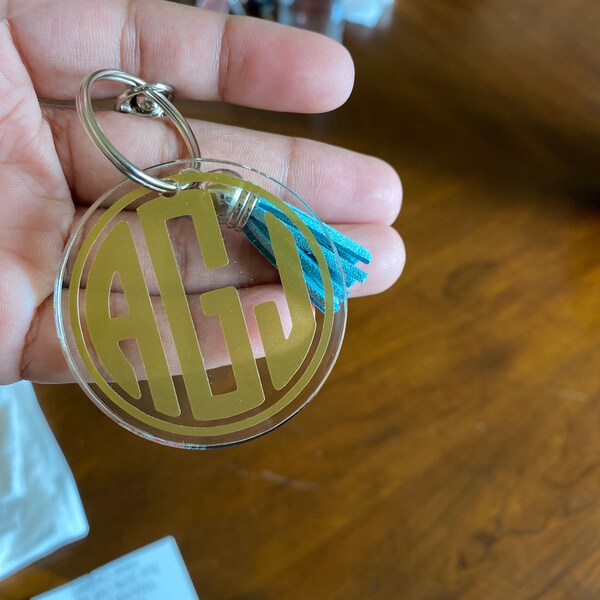 Monogrammed Keychain With Tassel, Tassel Monogram Keychain ...