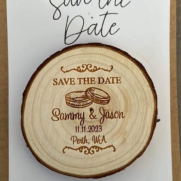 Personalized Wooden Save the Date• Engraved Save the Date Wood Slice ...