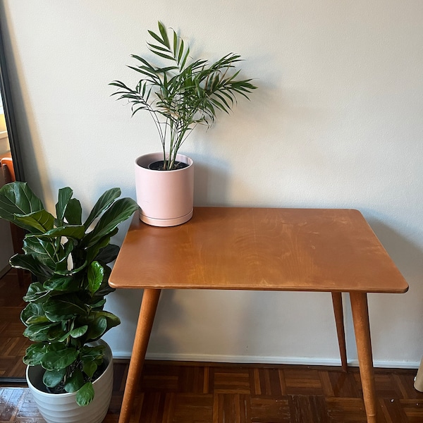 Walnut Wood Rectangle Computer Desk Table, Narrow Spacesaver Modern ...