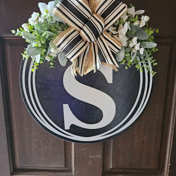Front Door Decor | Last Name Initial | Personalized Door Wreath | Year ...
