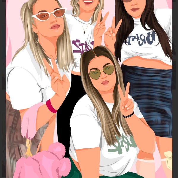 Bestie's Birthday Portrait Painting, Faceless Portrait, Personalized ...