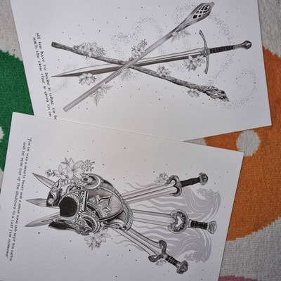 Tolkien Inspired Hand Drawn Book Stack Illustration Print // Lotr ...