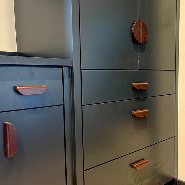 Cabinet Knobs, Half Moon Wood Handle for Your Cabinet, Solid Oak Drawer ...