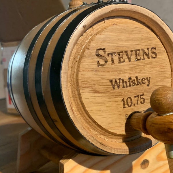 Free Personalized 2 Liter American White Oak Barrel With Wooden Base ...