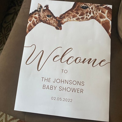 Giraffe Welcome Sign, Safari Baby Shower Sign, Animal Welcome Sign ...