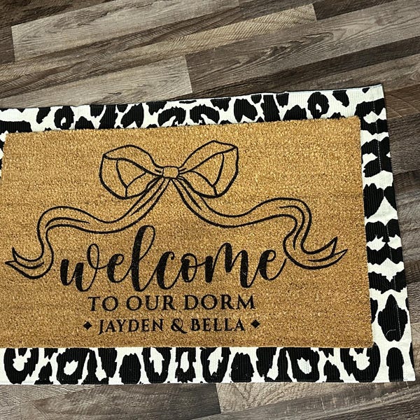 Custom Dorm Decor | Dorm Doormat | Welcome to Our Dorm | Custom Door ...