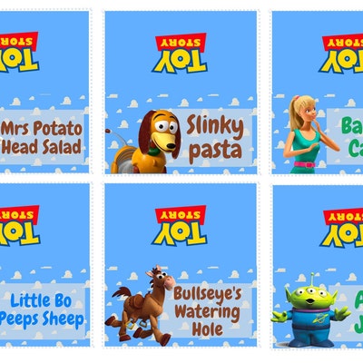 TOY STORY Birthday Decoration Place Cards & Food Labels, Toy Story ...
