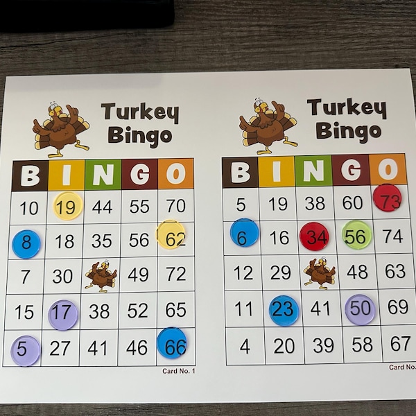 500 Turkey Bingo Cards, 1, 2, and 4 per Page, Instant Printable Fun ...