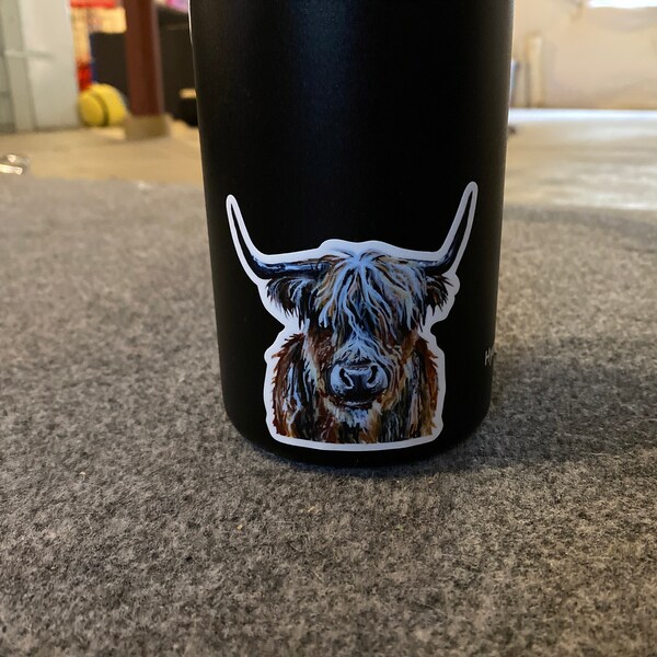 3x3" Highland Cow Waterproof Sticker, Laptop Decal, Water Bottle ...