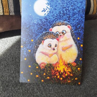 Autumn Postcard Hedgehog Postcard Cute Custom Postcard Card - Etsy